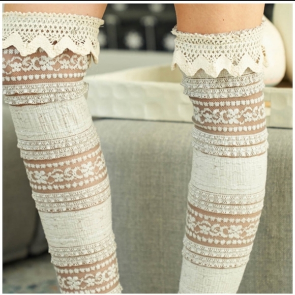 Ryu/Areve | Accessories | Ryuareve Crochet Leg Lace Warmer Over The ...